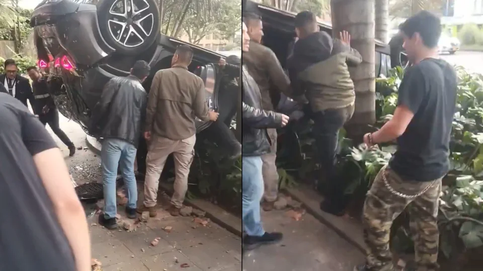 Camioneta terminó volcada tras caer de un segundo piso del club El ...